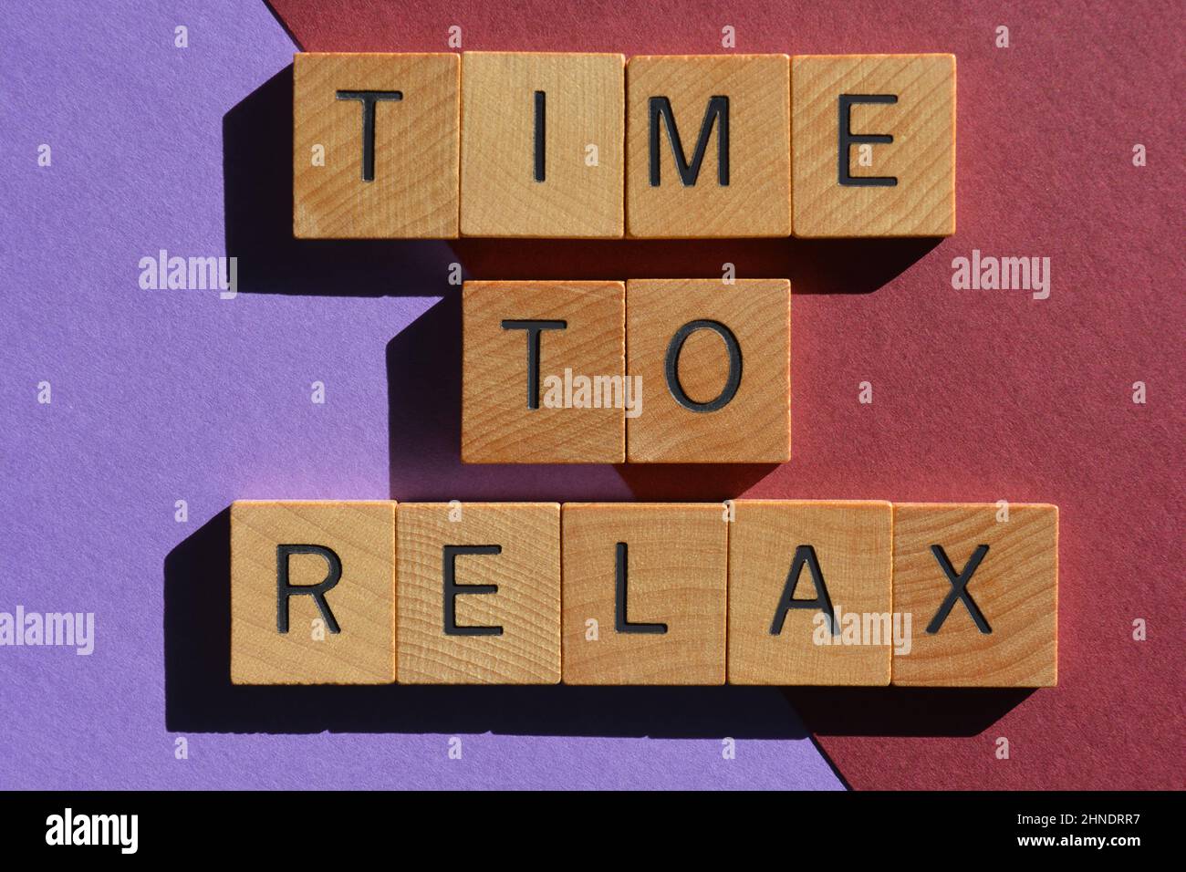 Time To Relax, words in wooden alphabet letters isolated on ...