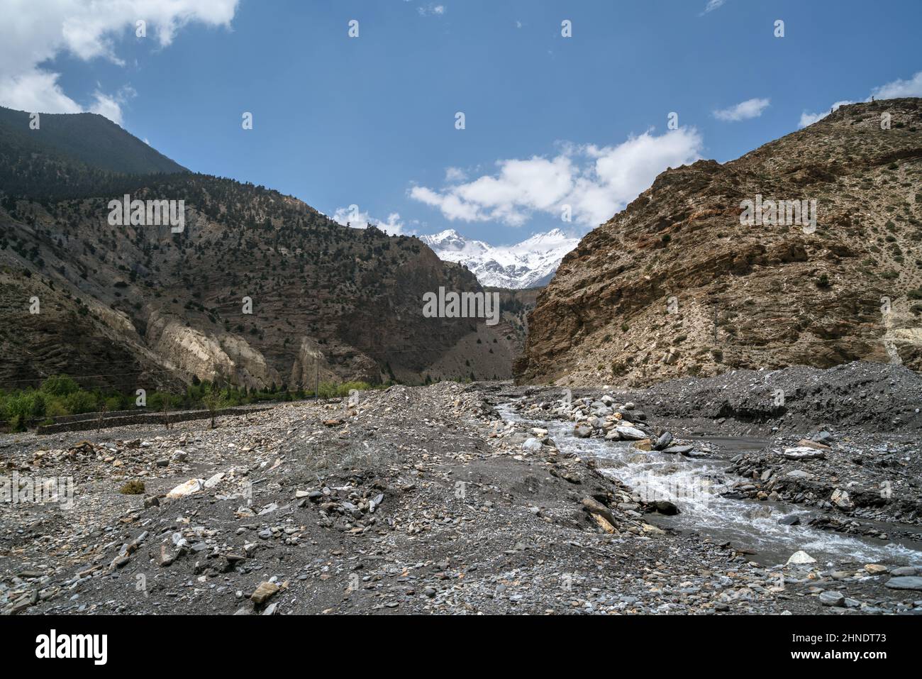 Valley of Kali Gandaki river between Marpha and Kagbeni. Nepal Stock ...