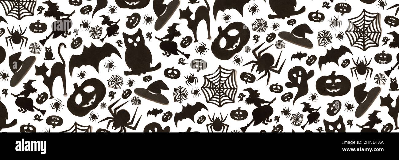 Abstract halloween pattern in cartoon style on white background. Paper ...