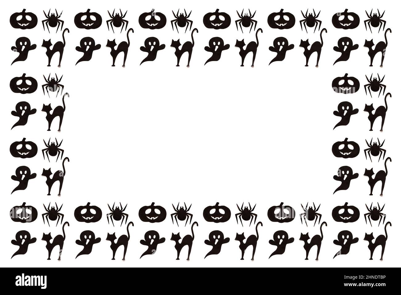 Halloween frame, border. Cartoon black collection on white background ...