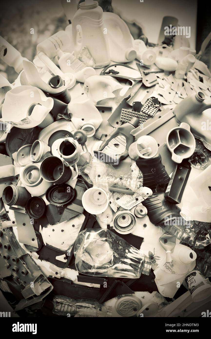 Plastic waste concept photograph. Awareness of climate change and ...