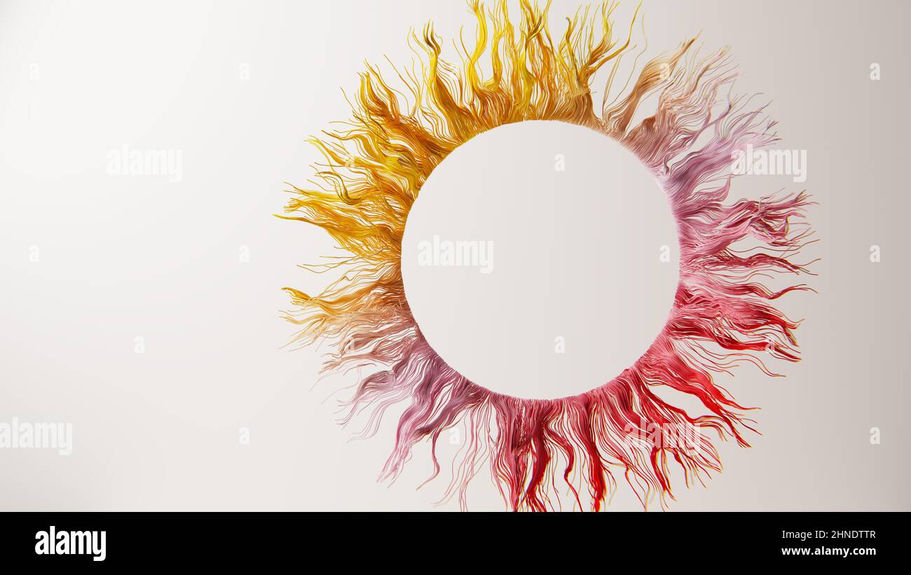 Realistic 3D illustration of a round frame formed by countless colorful ...