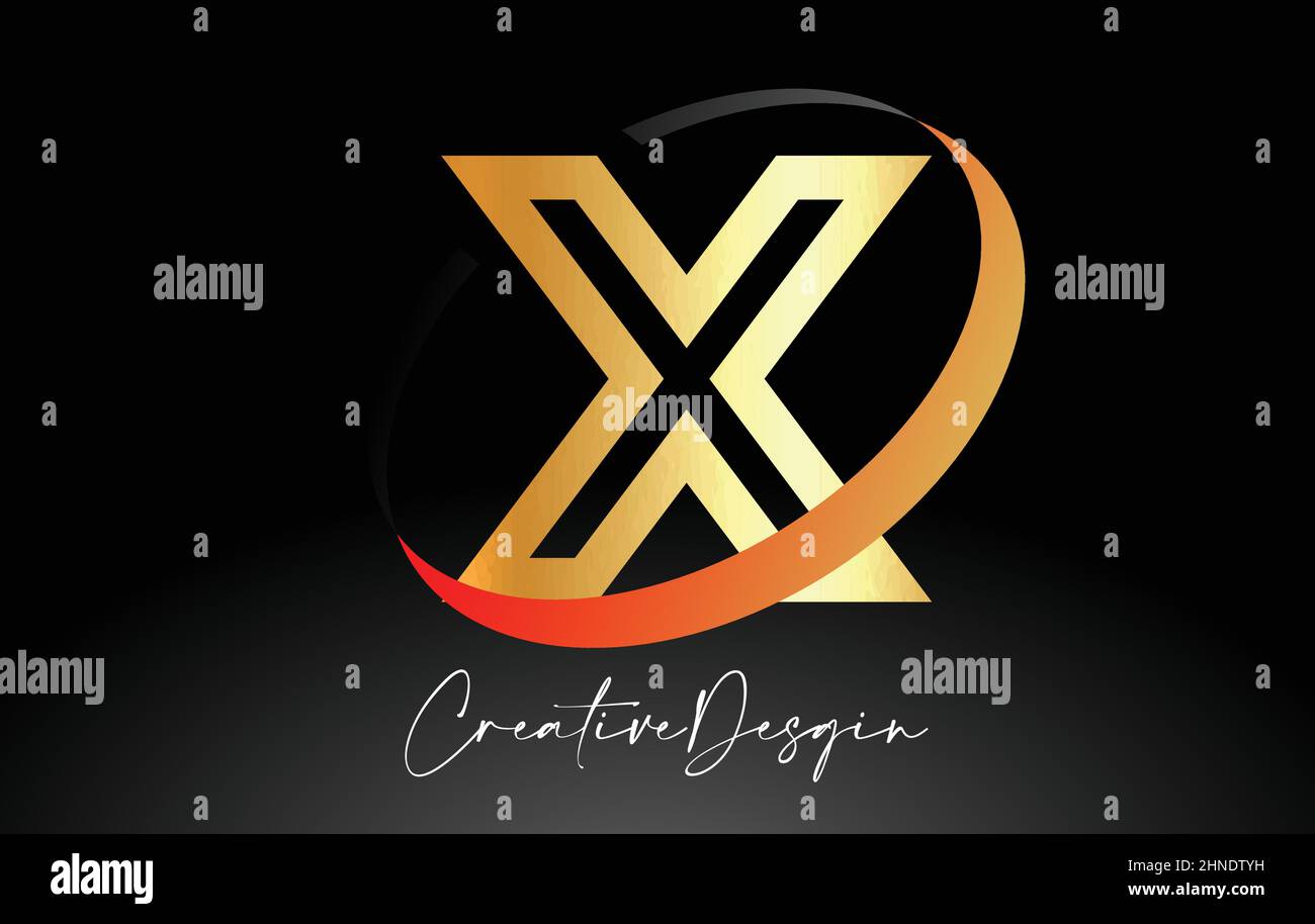 Outline Letter X Logo Design in Black and Golden. X Icon Vector Idea ...