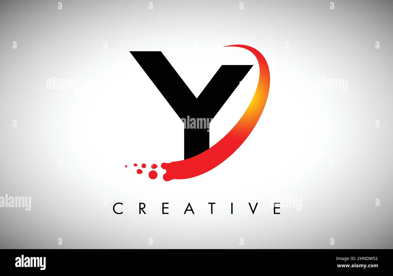 Creative Letter Y Logo with Curved Red Swoosh and Dots. Modern Trendy ...