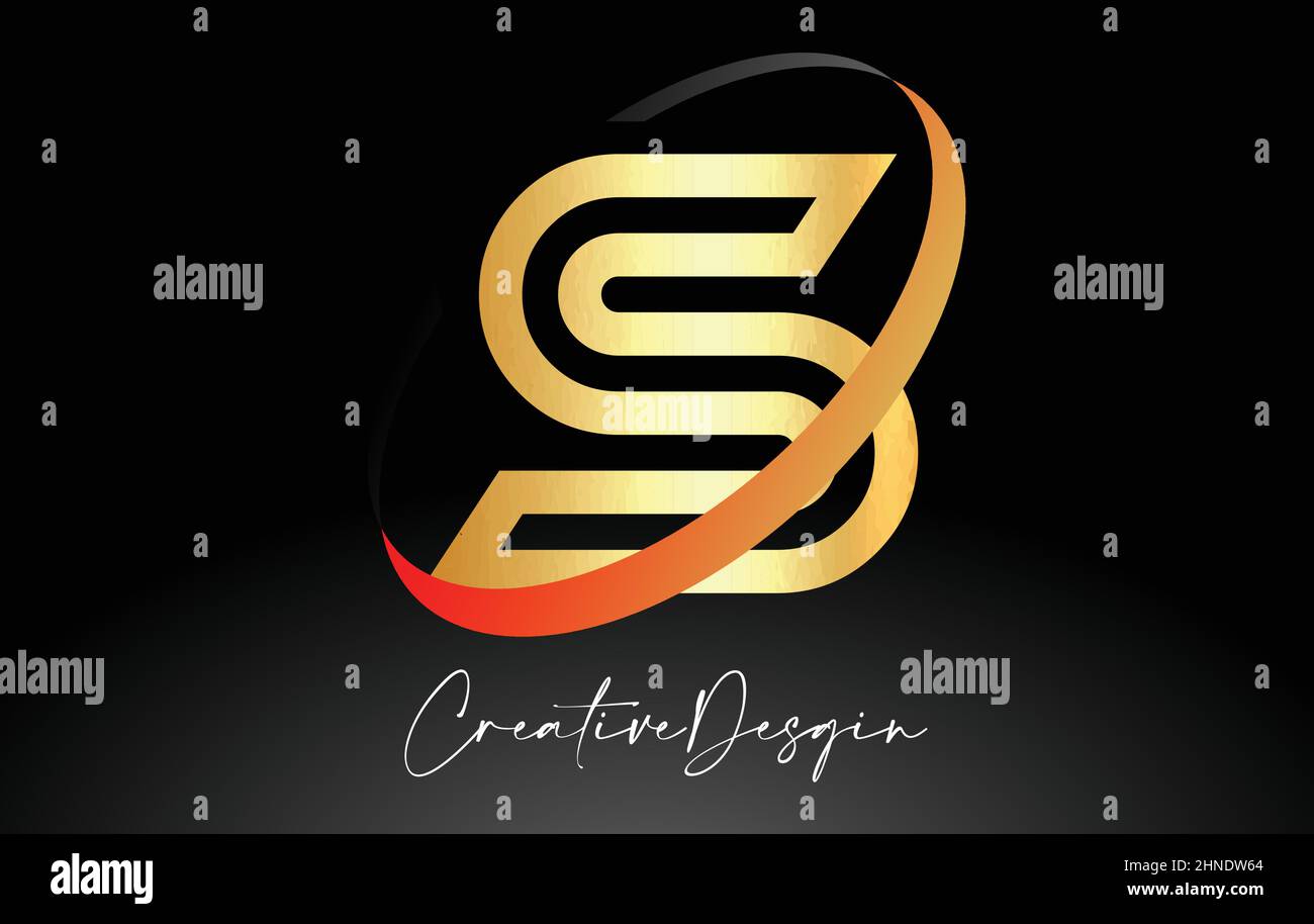 Outline Letter S Logo Design in Black and Golden. S Icon Vector Idea ...