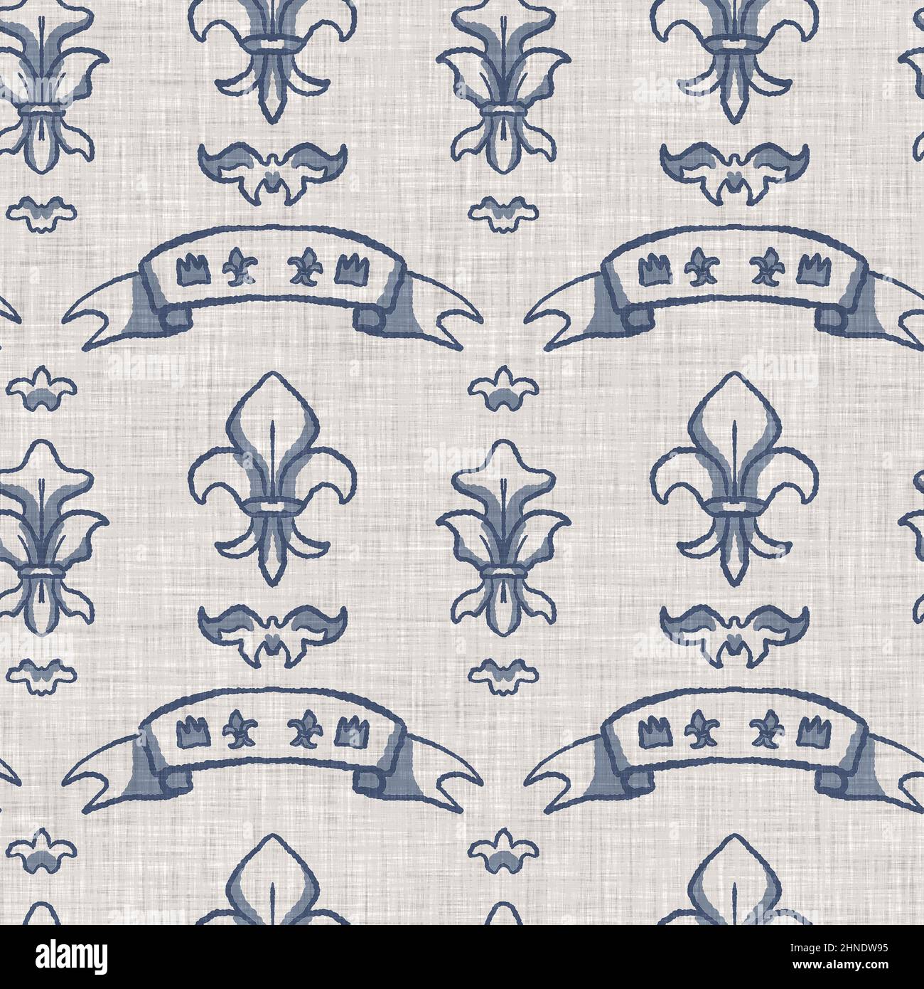 French fleur de lis royal lily seamless pattern. Farmhouse cottage ...