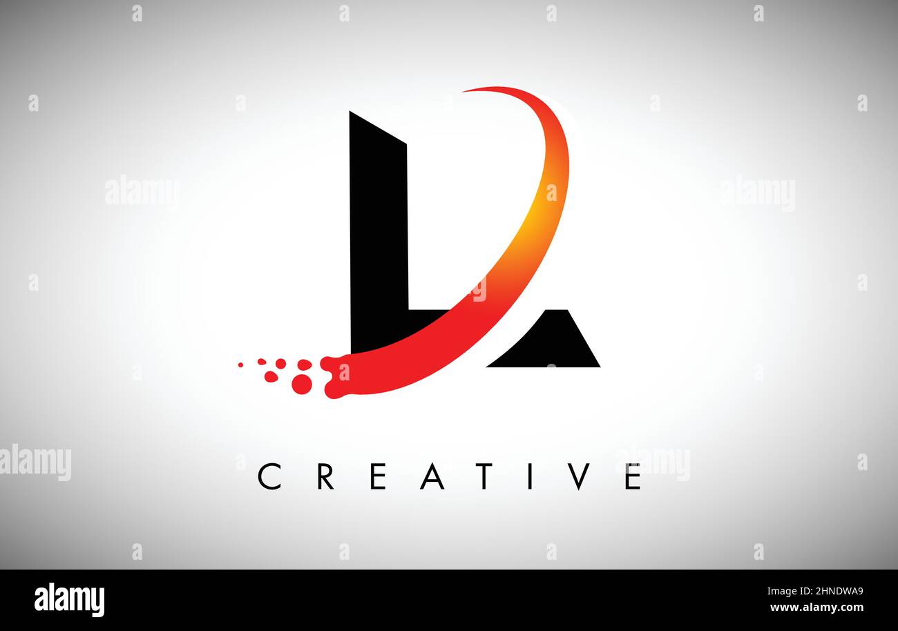 Creative Letter L Logo with Curved Red Swoosh and Dots. Modern Trendy ...