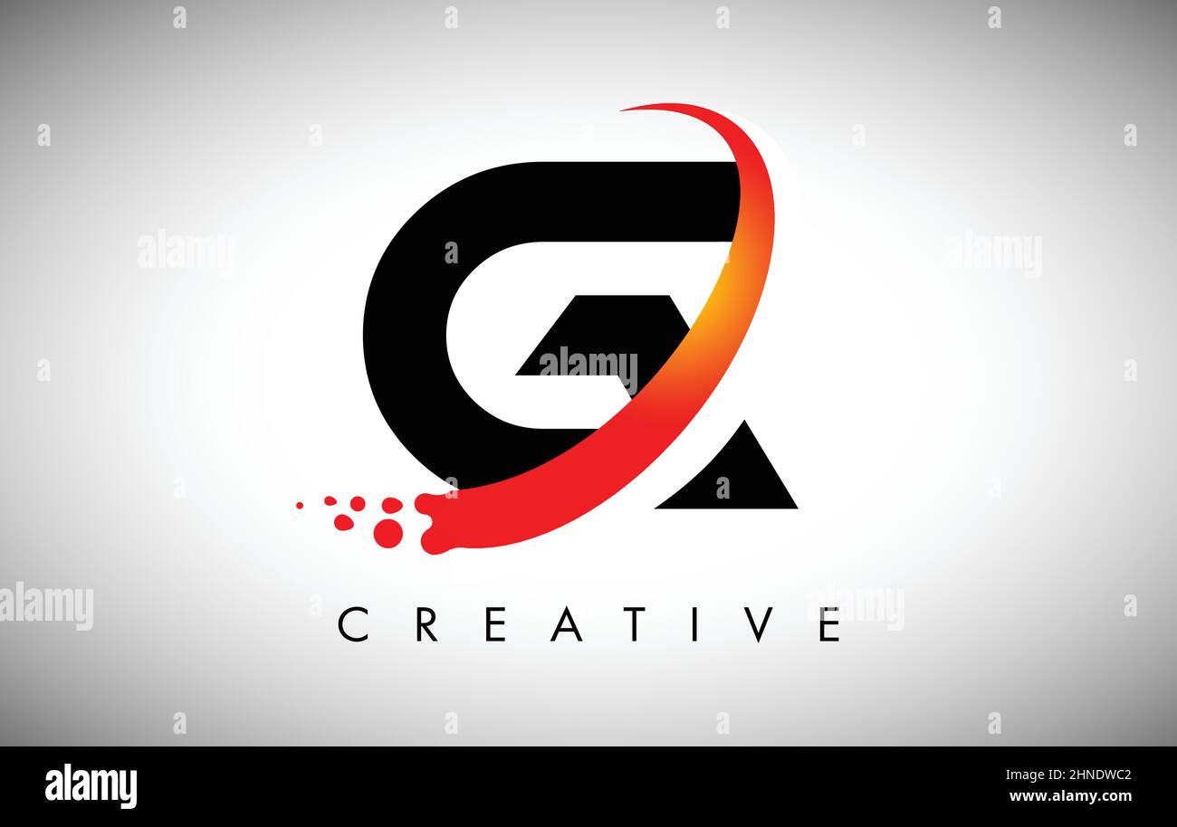 Creative Letter G Logo with Curved Red Swoosh and Dots. Modern Trendy ...