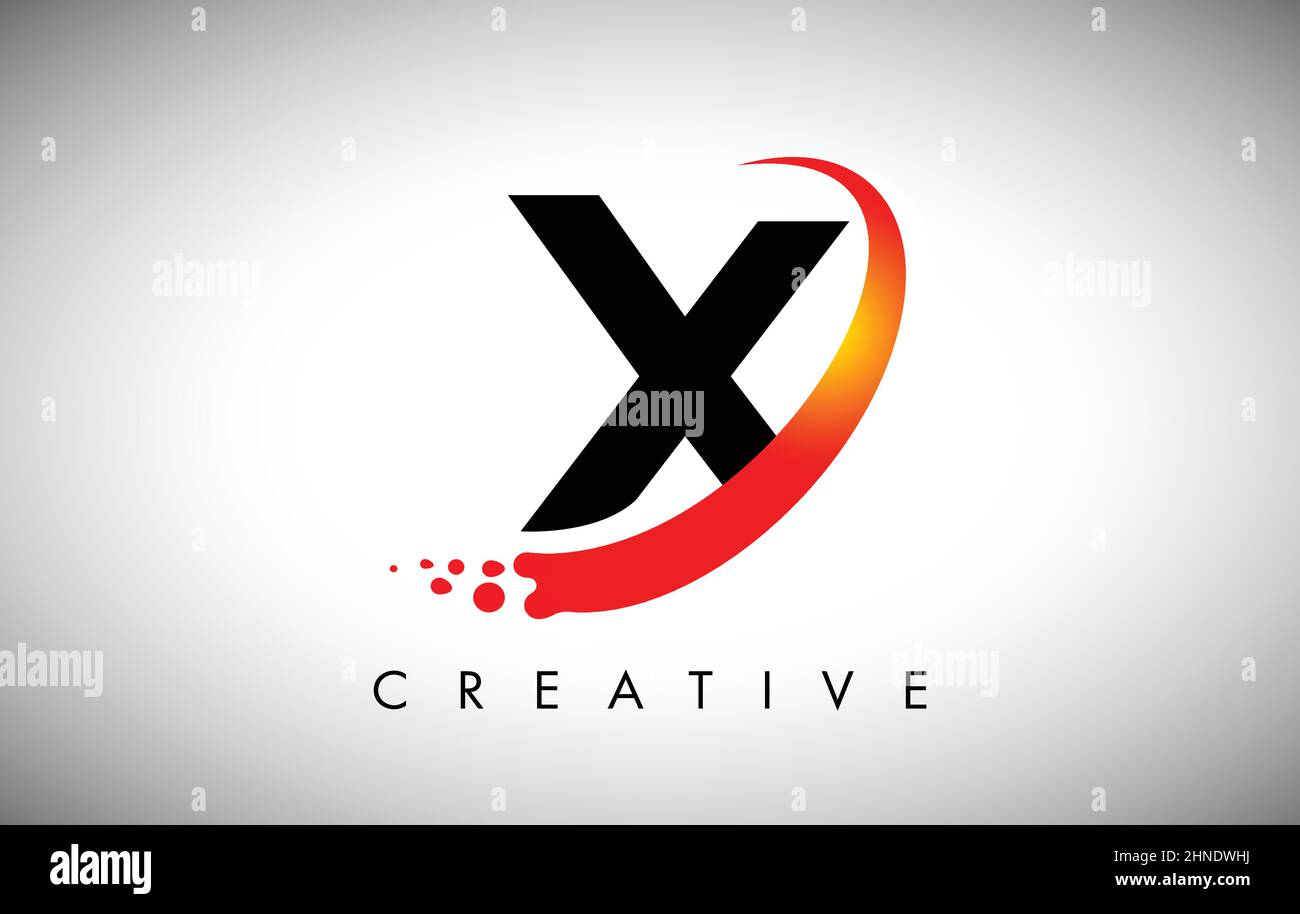 Creative Letter X Logo with Curved Red Swoosh and Dots. Modern Trendy ...