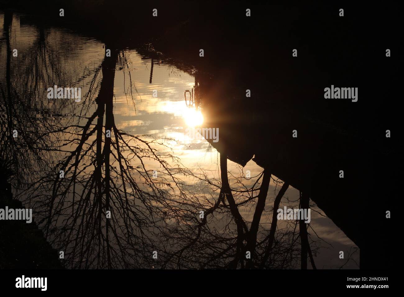 Sun reflection in water Stock Photo - Alamy