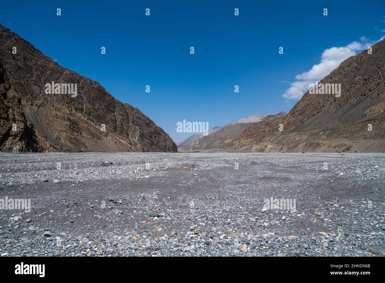 Valley of Kali Gandaki river between Marpha and Kagbeni. Nepal Stock ...