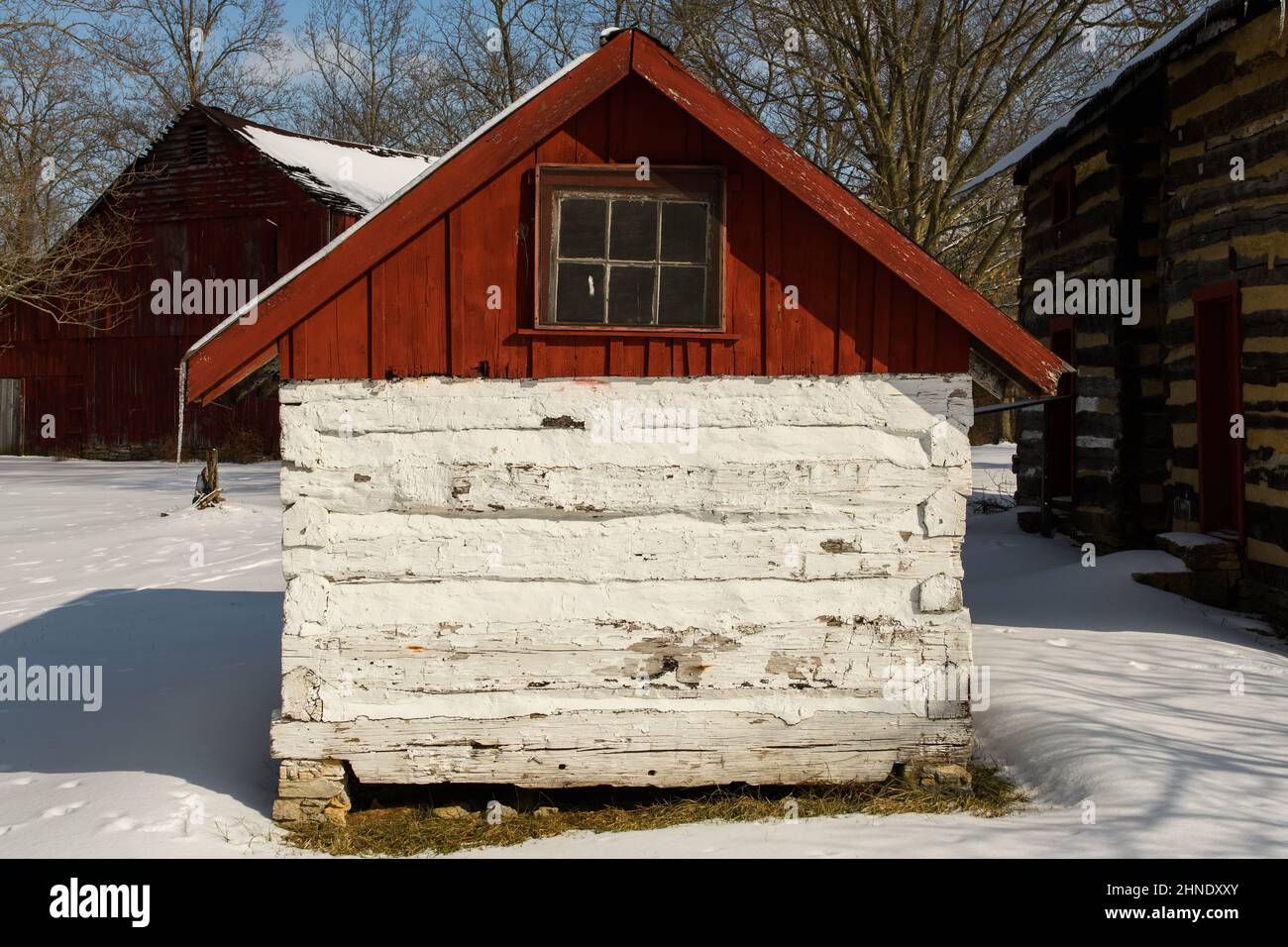 Small wooden house during winter Stock Photo - Alamy