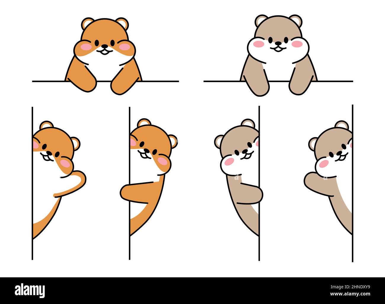 Set of cute drawn hamsters. Kawaii hamster with a frame for text with a ...