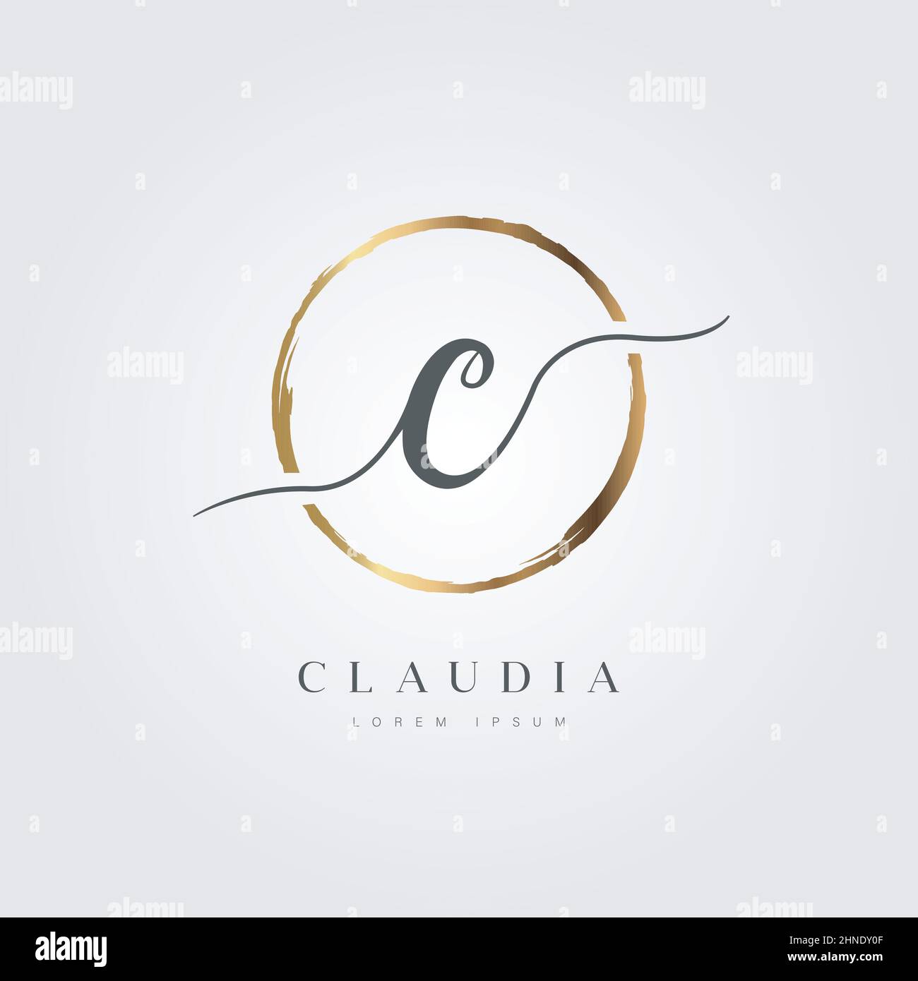 Elegant Initial Letter Type C Logo With Gold Circle Brushed Stock ...