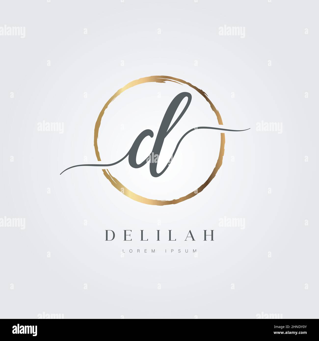 Elegant Initial Letter Type D Logo With Gold Circle Brushed Stock ...