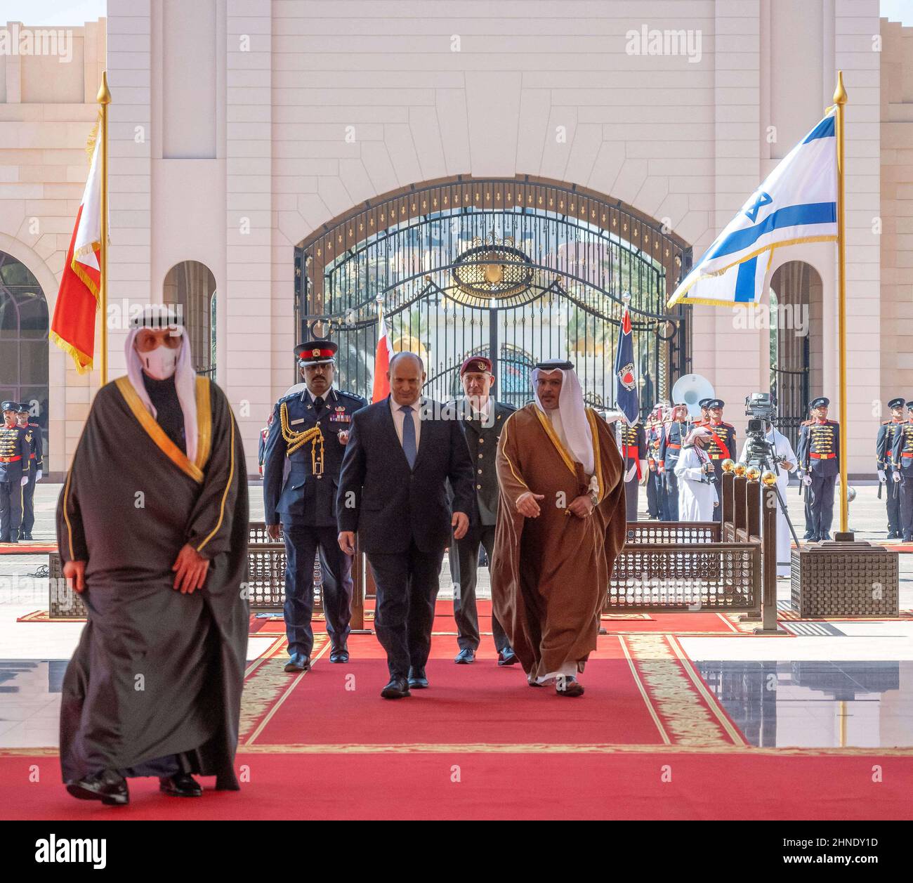 Manama, Bahrain, on February 15, 2022. Bahrain’s Crown Prince Salman ...