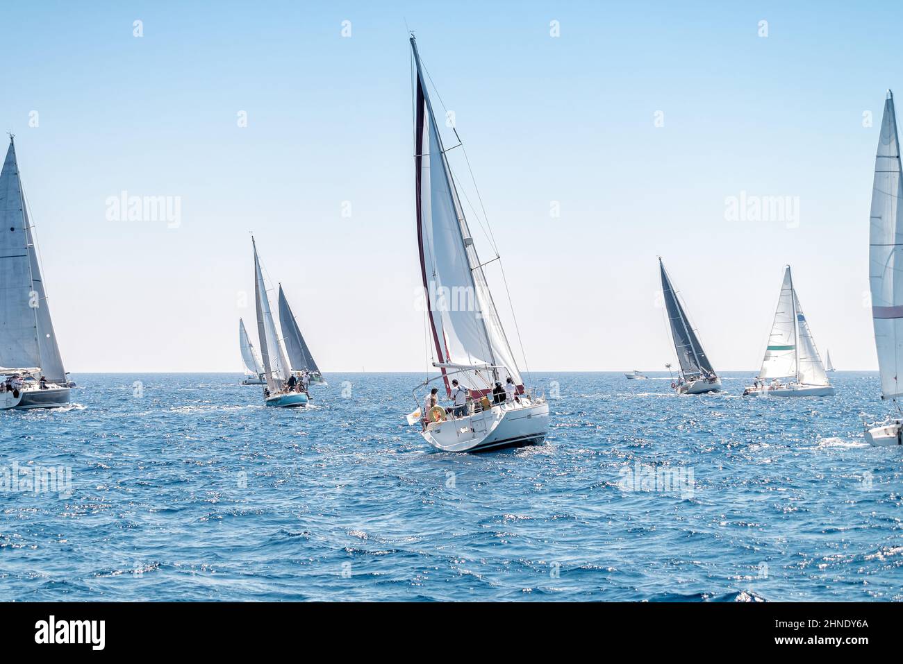 Group of yacht sailing at regatta Stock Photo - Alamy