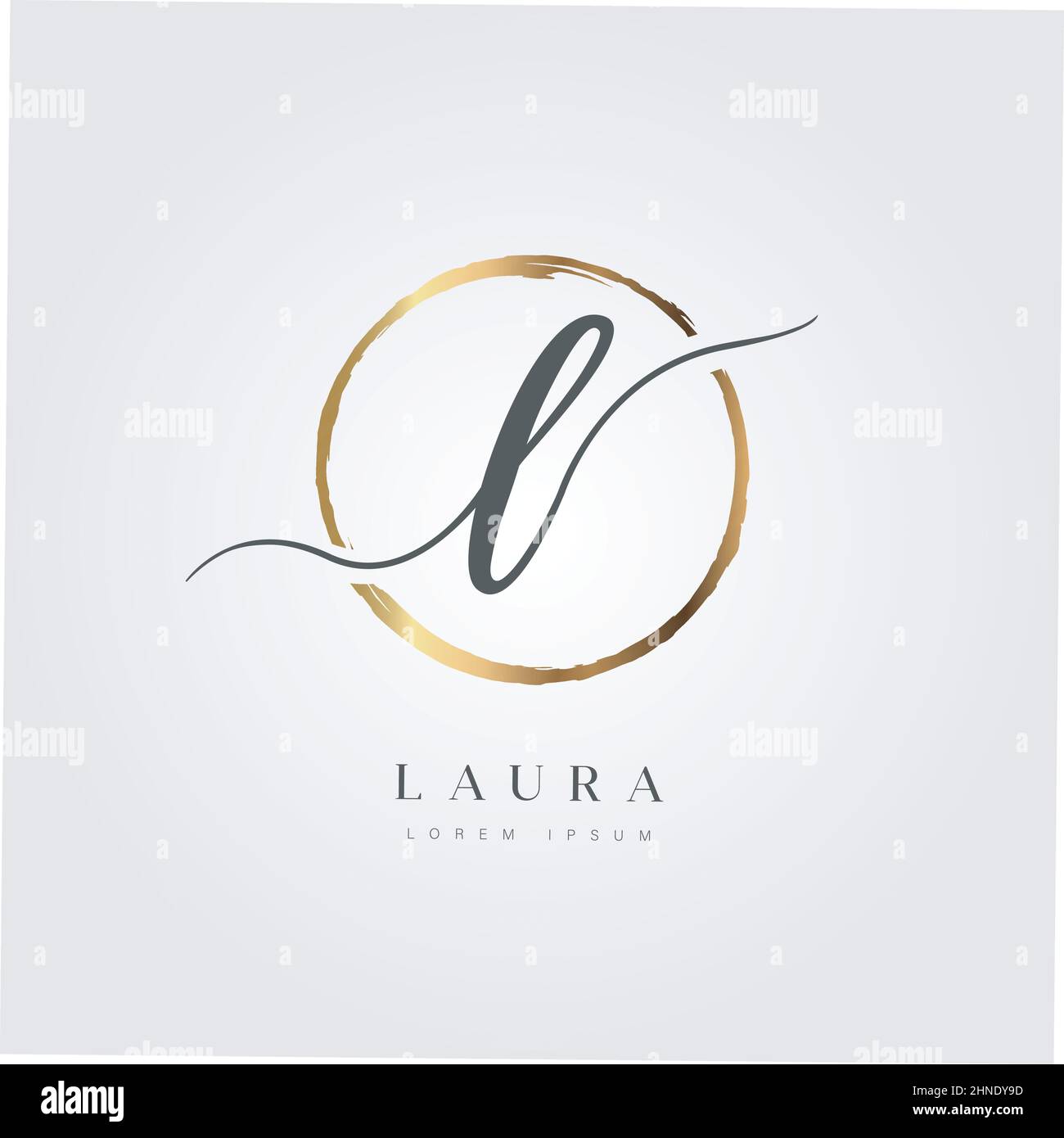 Elegant Initial Letter Type L Logo With Gold Circle Brushed Stock ...