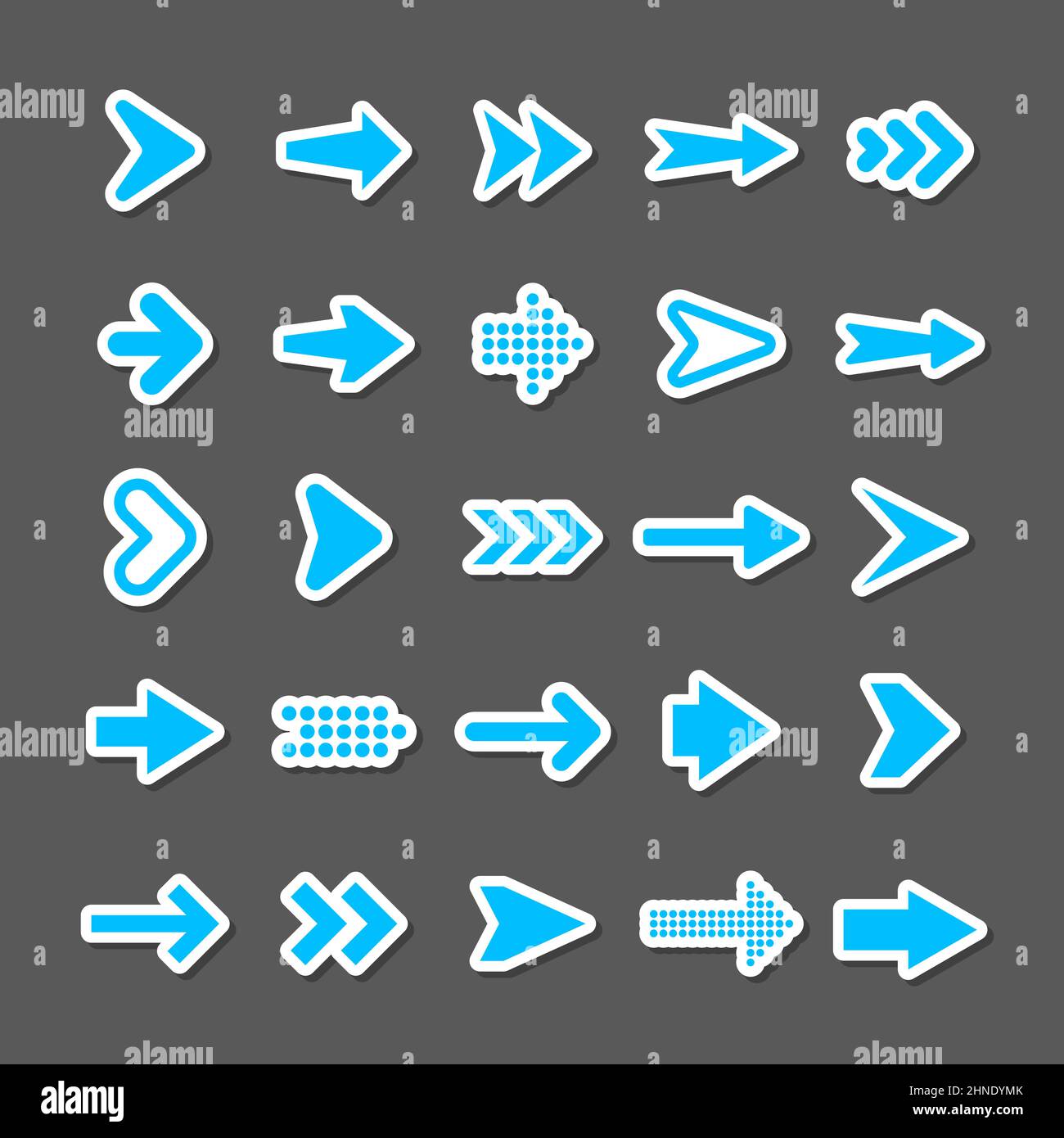 Colorful arrow stickers set. Blue cursor icons, pointers collection ...