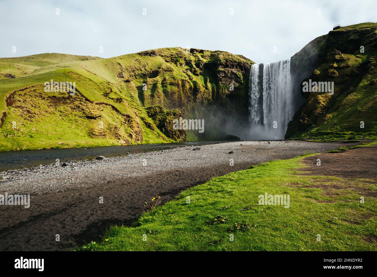 Amazing view of popular tourist attraction. Location famous Skogafoss ...