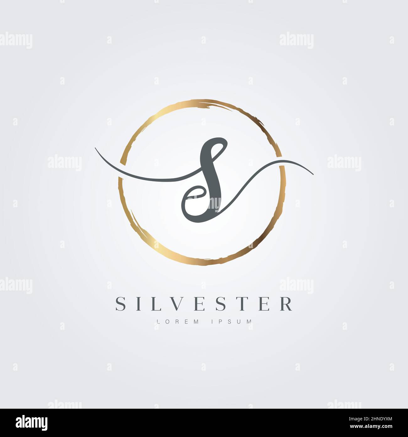 Elegant Initial Letter Type S Logo With Gold Circle Brushed Stock ...