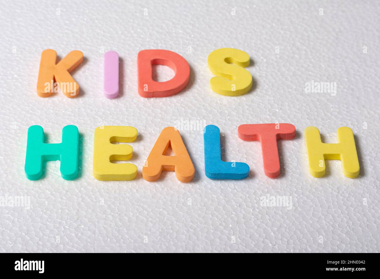 Kid's health word text with spongy alphabet letters Stock Photo - Alamy