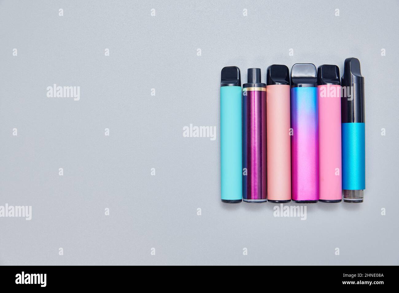 electronic cigarettes top view. background with copy space Stock Photo ...