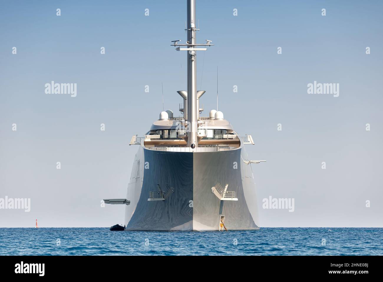 Front view of a luxury Mega Yacht in Mediterranean sea Stock Photo - Alamy