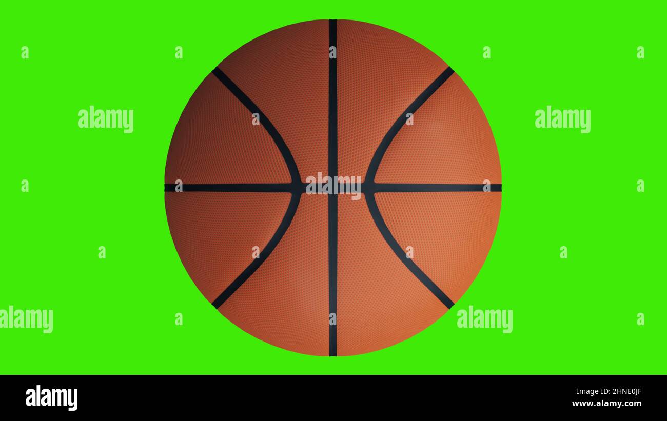 Basketball ball on a green screen - chromakey background, 3d rendering ...