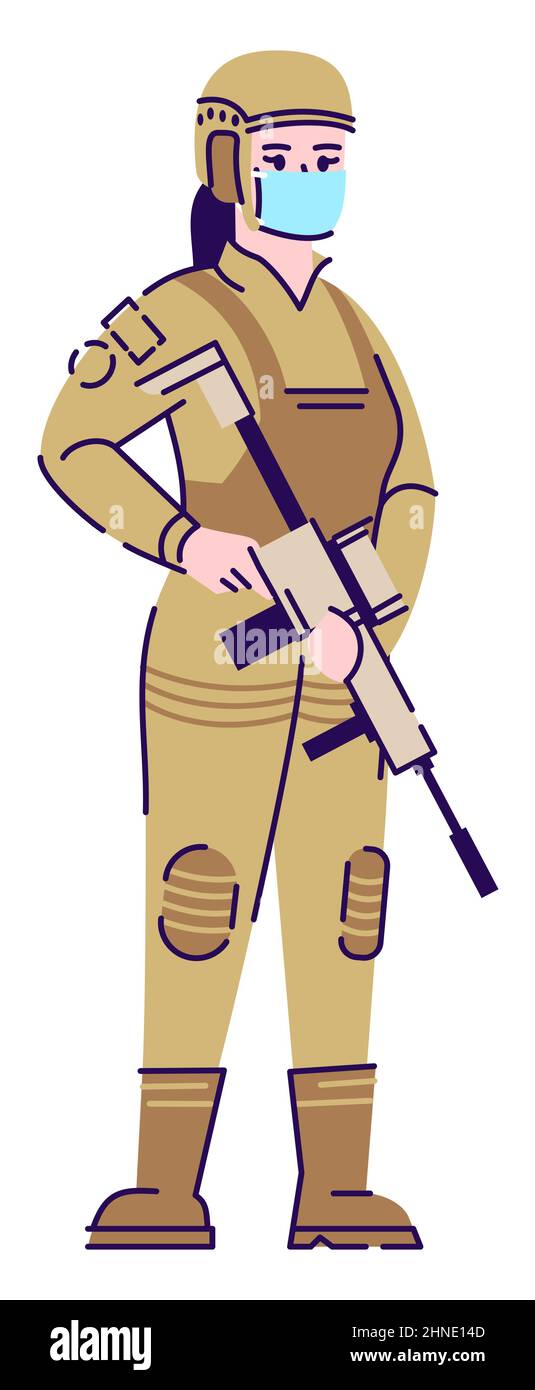 Military service member semi flat RGB color vector illustration Stock ...
