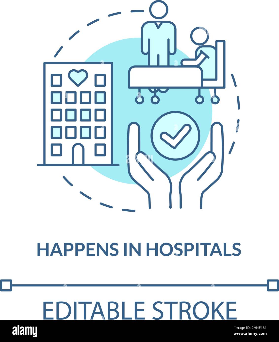 Happens in hospitals turquoise concept icon Stock Vector Image & Art ...