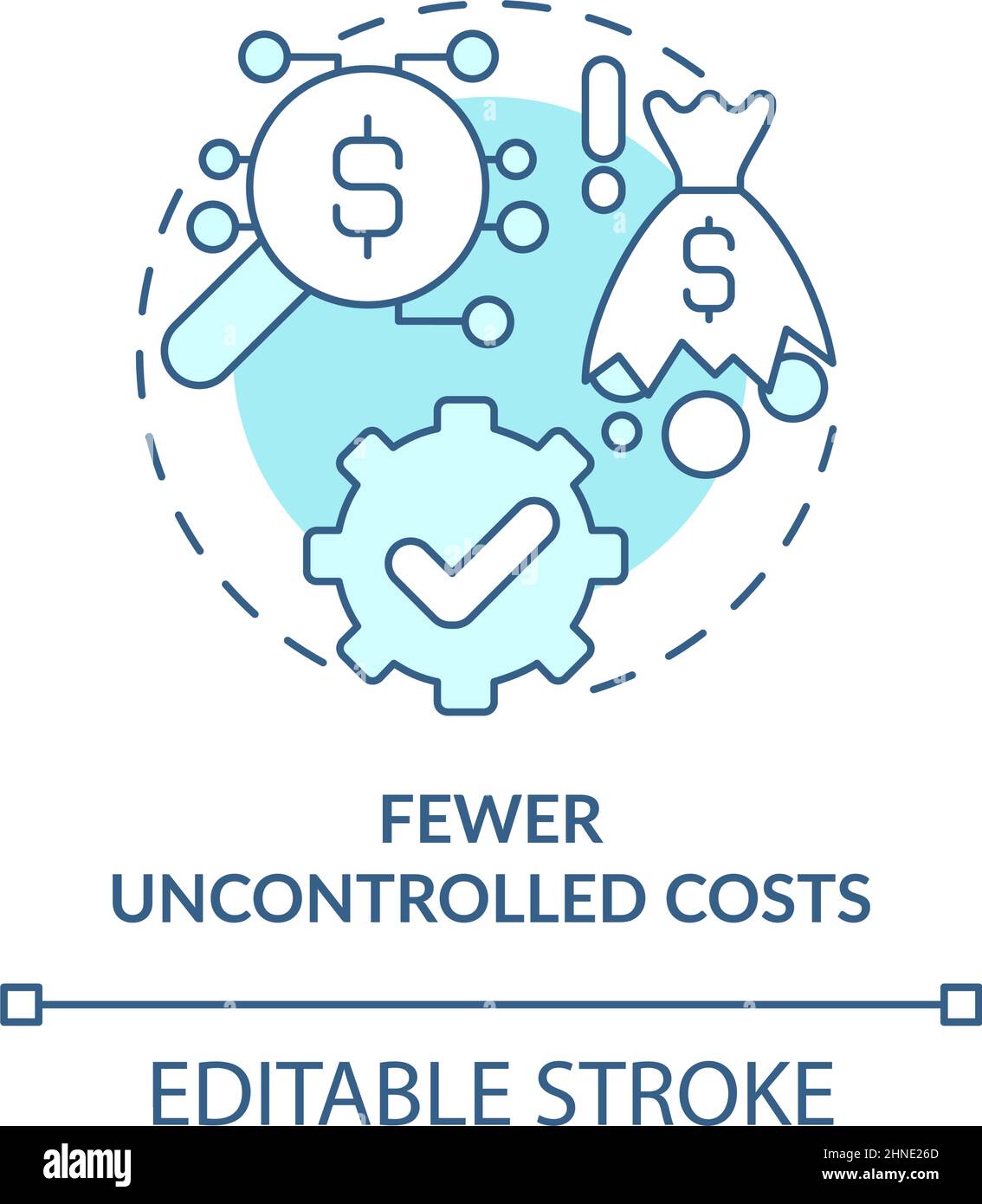 Fewer uncontrolled costs turquoise concept icon Stock Vector Image ...