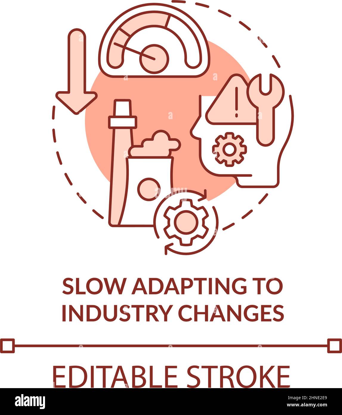 Slow adapting to industry changes red concept icon Stock Vector Image ...