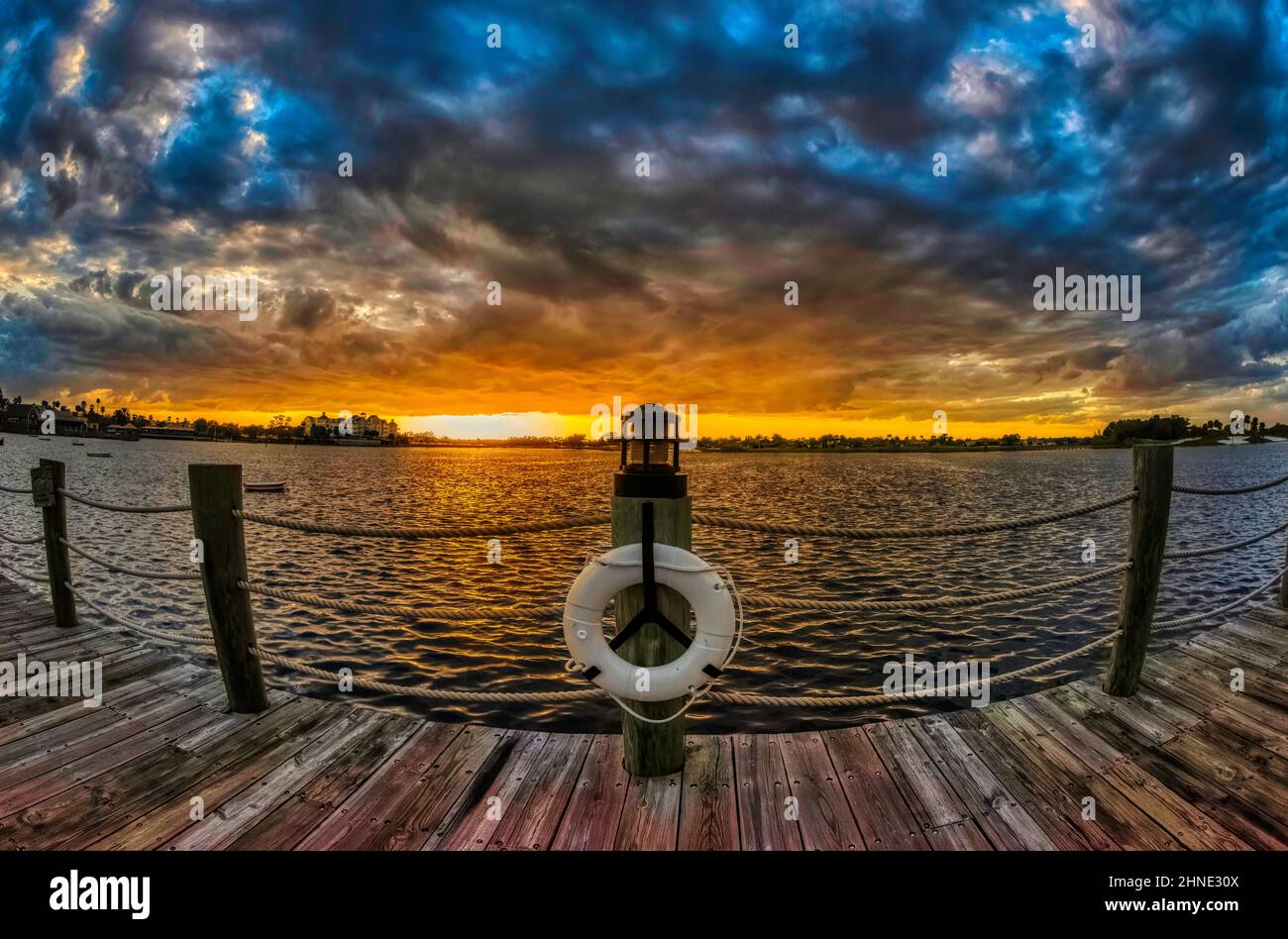 Sundown at Lake Sumter landing in the Villages, Florida - Fisheye View ...