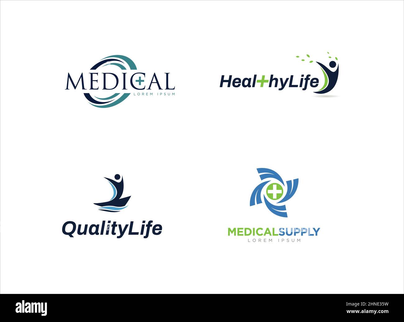 Modern Health Medical Logo Design Symbol Collection Stock Vector Image ...