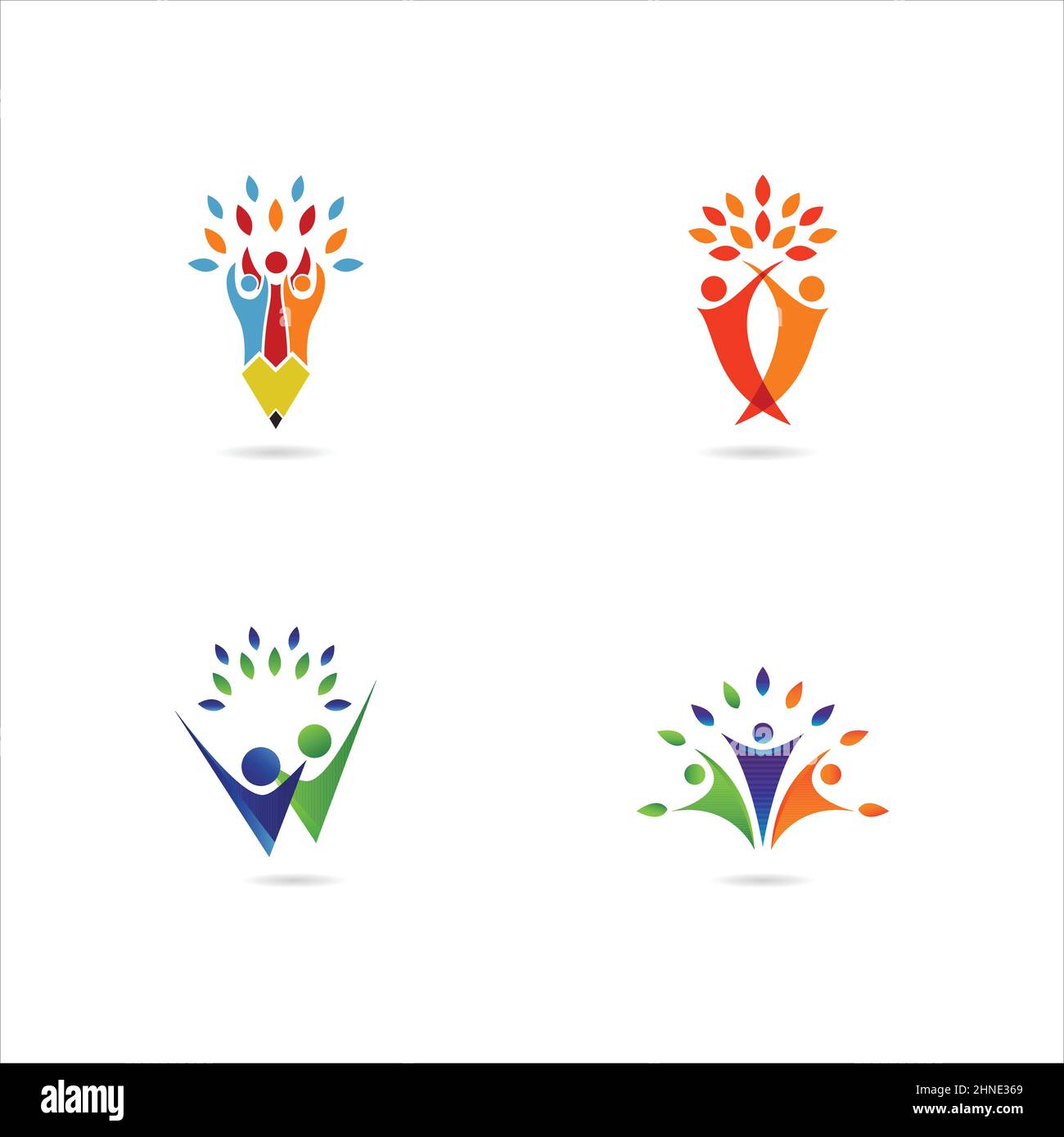 Creative Unity People Partner Logo Design Set Stock Vector Image & Art ...