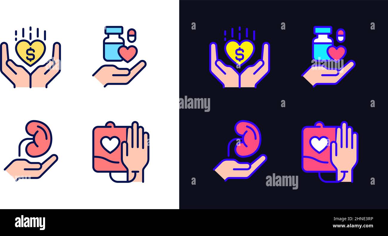 Donation to healthcare pixel perfect light and dark theme color icons ...