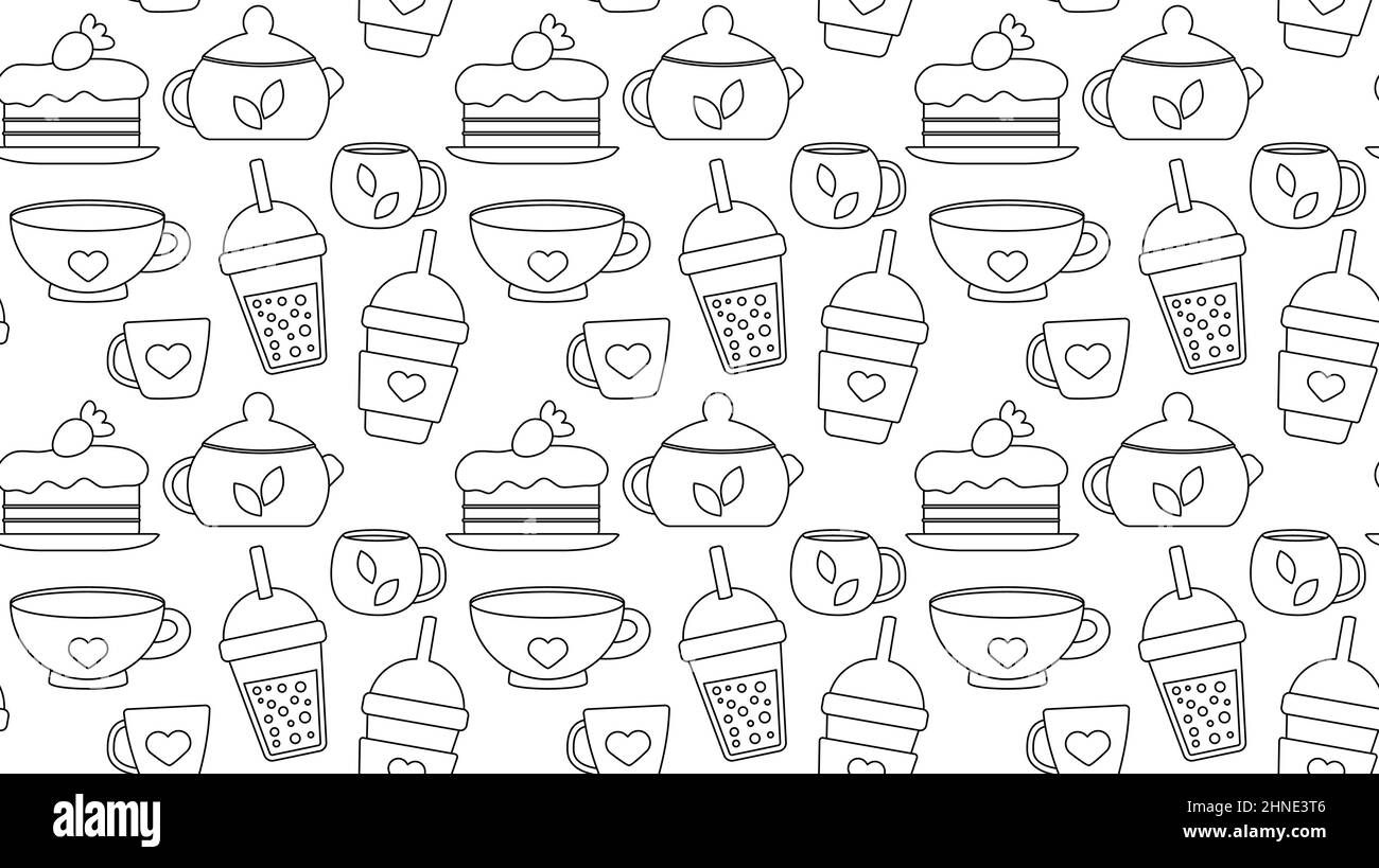 Seamless repeating pattern with drinks and desserts for cafe menu ...
