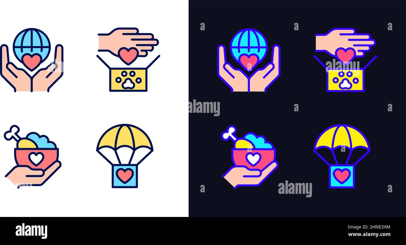 Helping others pixel perfect light and dark theme color icons set Stock ...
