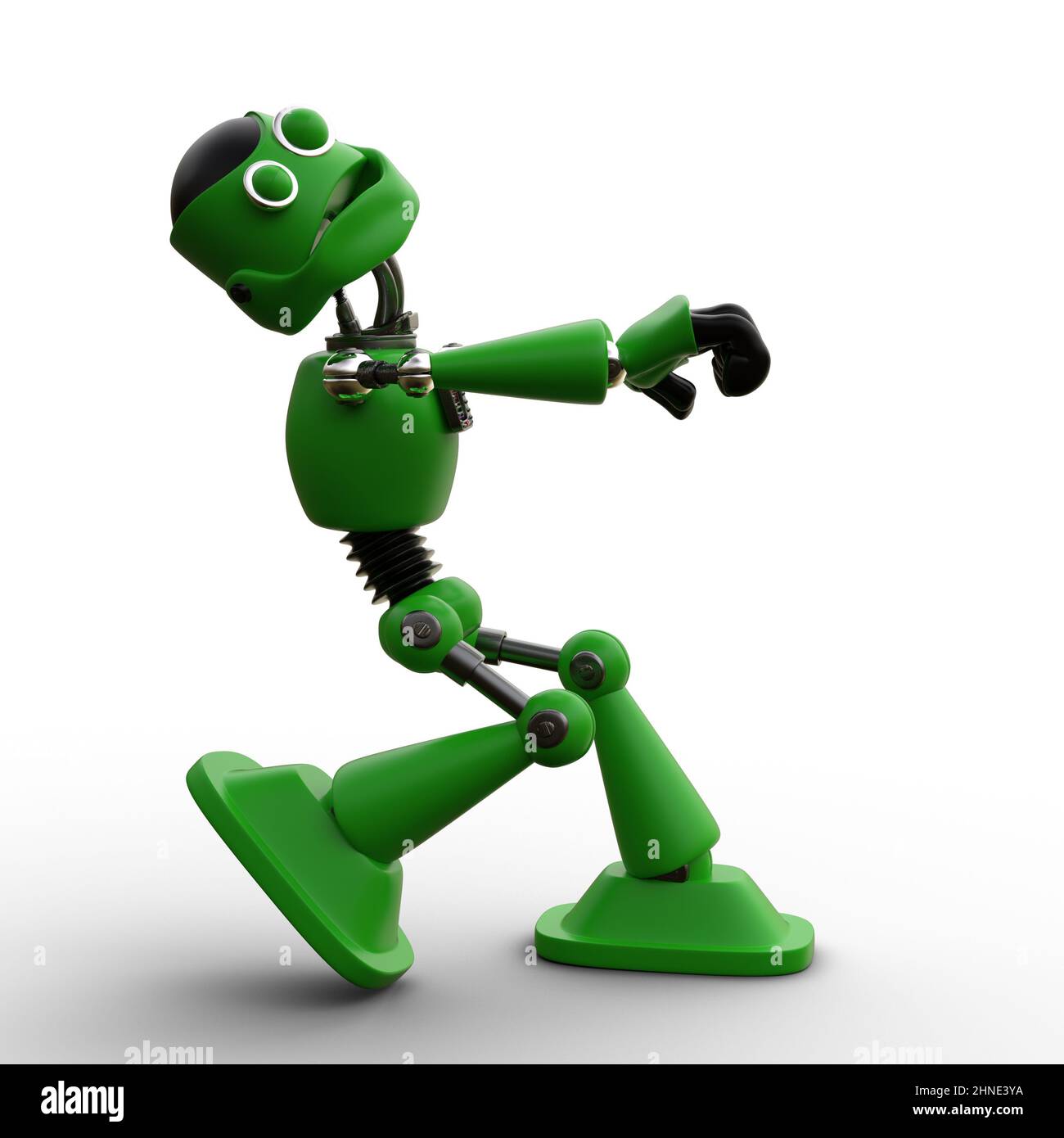 3D-illustration of a cute and funny sleepwalking cartoon robot ...