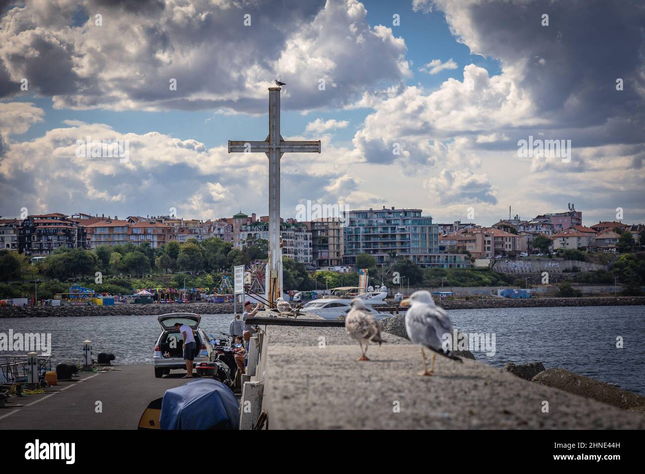 Cross in northern port of Nesebar resort on the Black Sea coast, located in Burgas Province ...