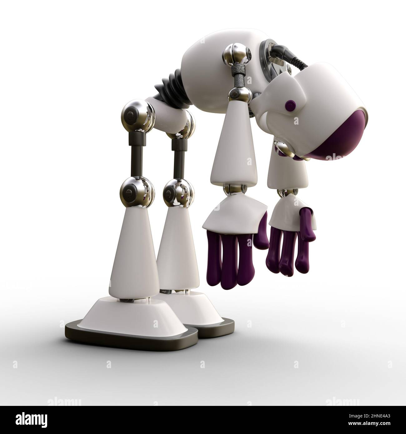 3D-illustration of a cute and funny disabled cartoon robot. isolated ...