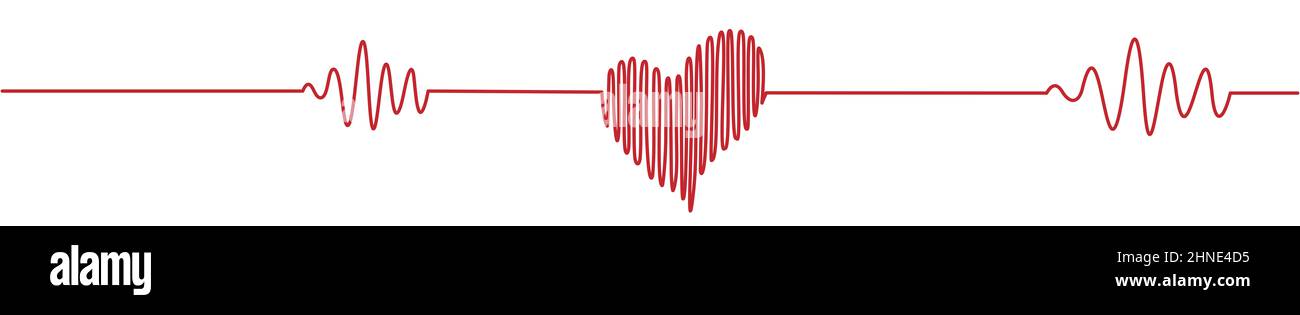 Heart shaped electrocardiogram red trace Stock Photo - Alamy