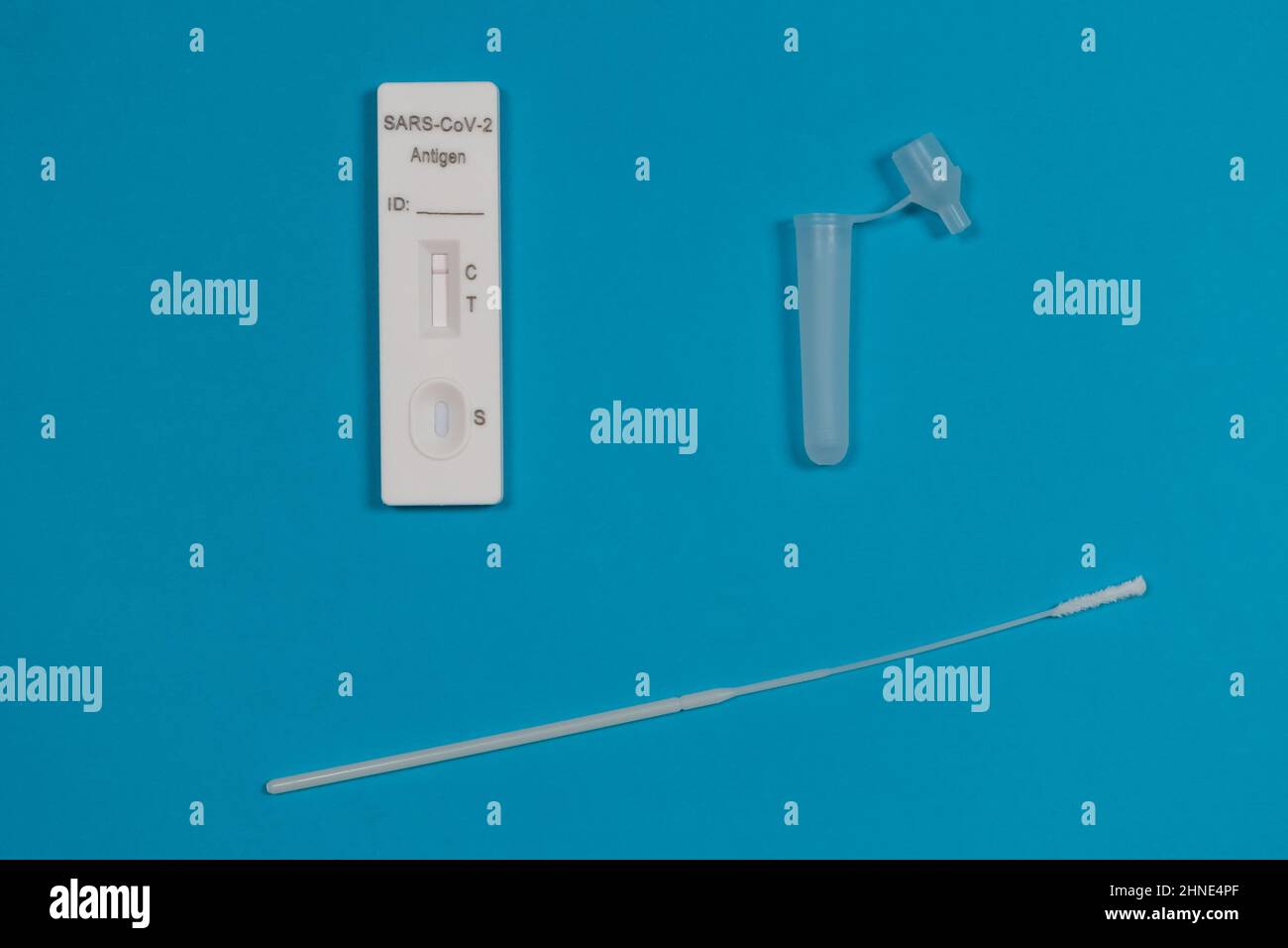 antigen test kit. This quick blood test shows a positive result for ...