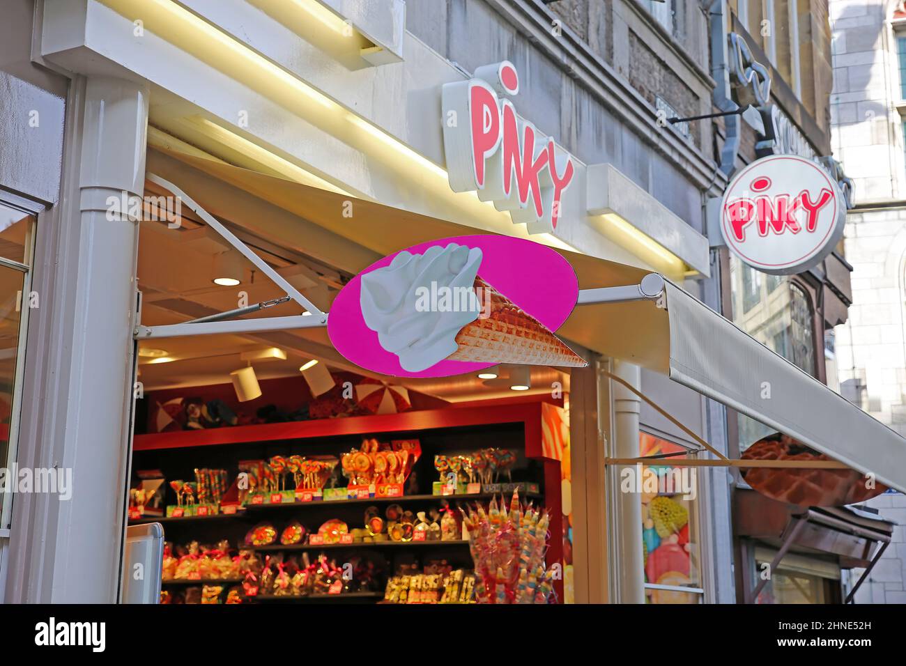 Maastricht, Netherlands - February 9. 2022: View on store front dutch ...