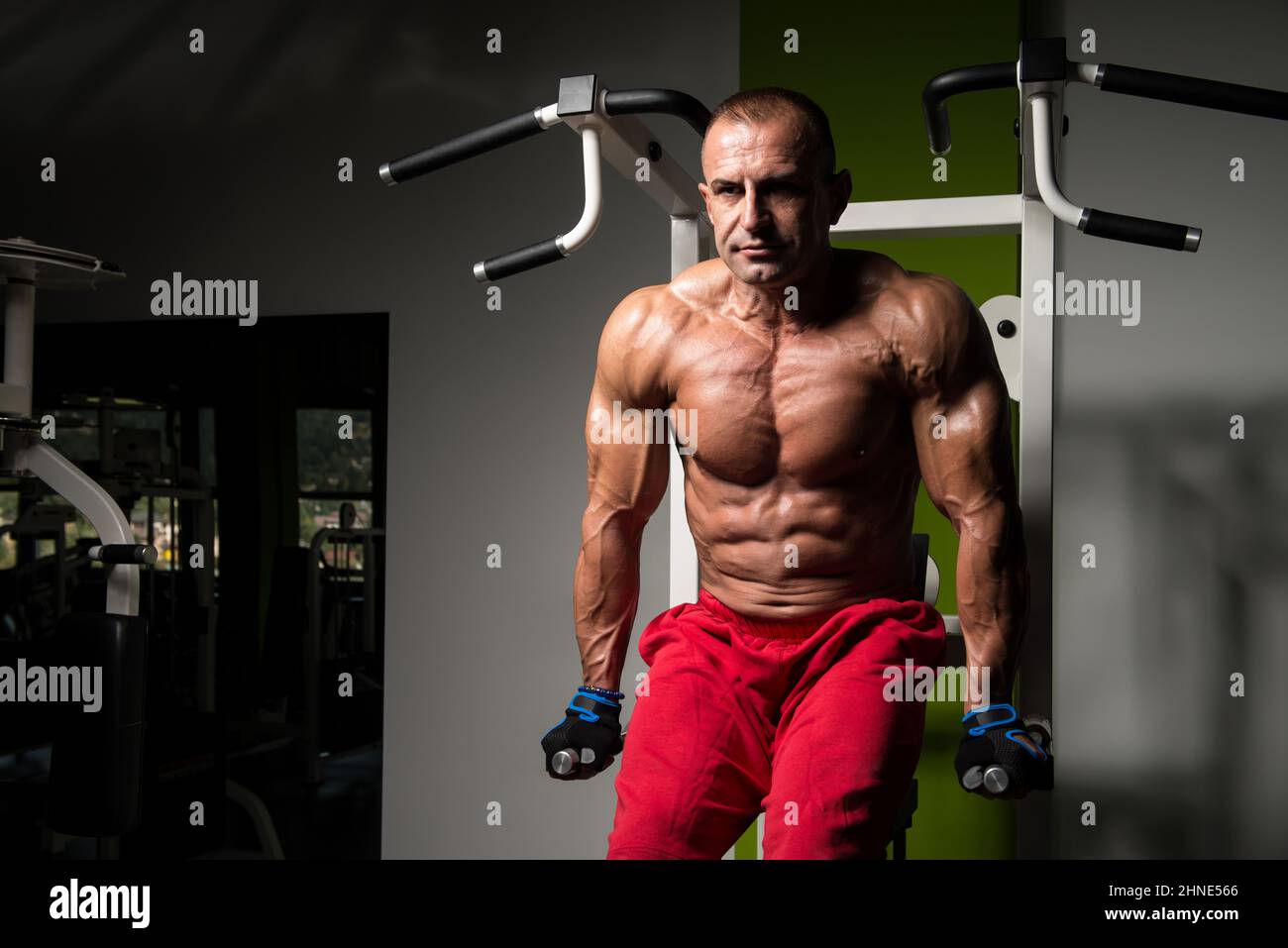 Parallel Bars Exercise For Triceps And Chest Stock Photo - Alamy