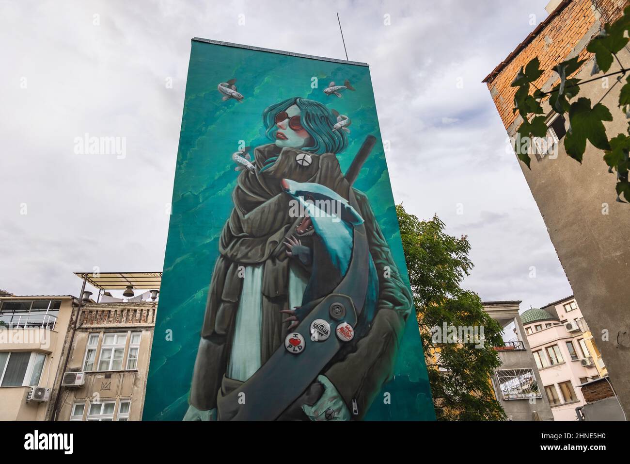 Large mural on a building in Kapana - The Trap famous art quarter of ...