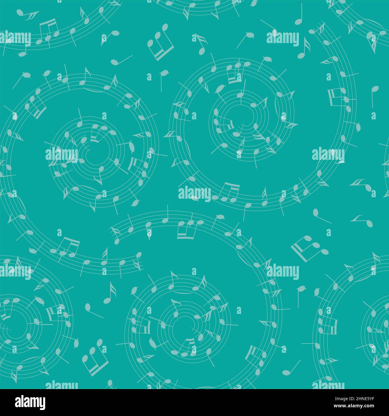 green vector background with spiral - seamless pattern with music notes ...