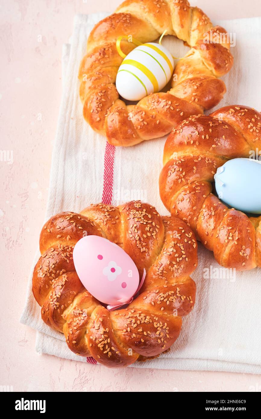 Spanish Easter cake. Traditional mona de pascua typical in Spain with ...