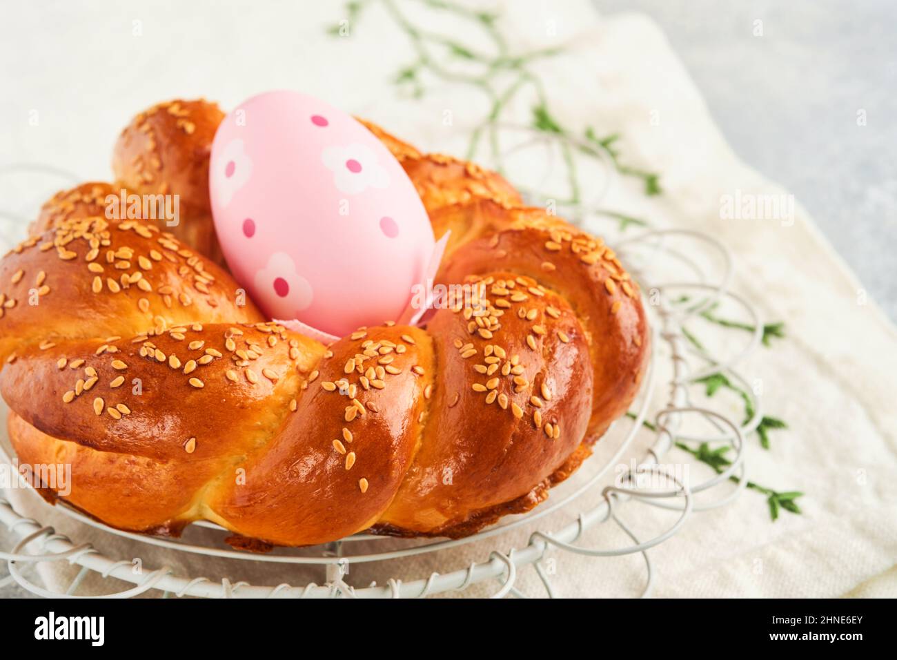 Spanish Easter cake. Traditional mona de pascua typical in Spain with ...